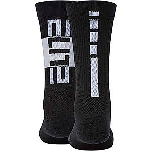 Nike Boy`s Elite Basketball Crew Socks 2 Pack (Black(RN0289-023)/White, 4-5(Kids 7C-10C))