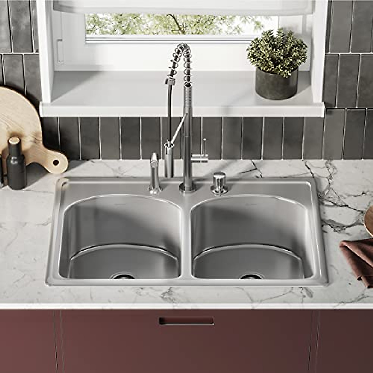 Swiss Madison SM-KT661 Ouvert 33 x 22 Stainless Steel, Dual Basin, Top-Mount Kitchen Sink