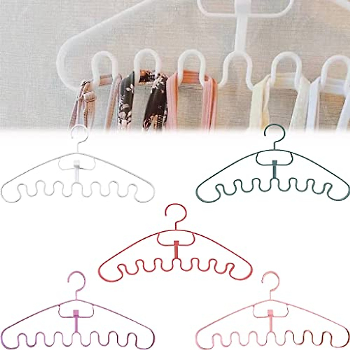 ZMOXY Wave Pattern Stackable Hanger, Magic Wave Pattern Hanger, Multifunctional Wave Hanger, Space Saver Closet Organization Hangers for Bra Top Camisole (All,5pcs)