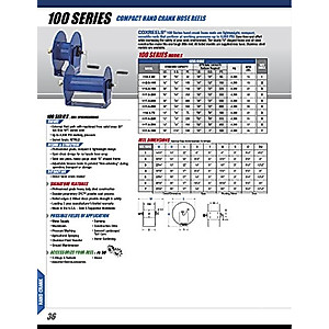 Coxreels 112-3-100 Hand Crank Hose Reel | Spool for Coiling Hoses and Cables | Rotating Storage Reel with Hand Crank | Steel Hose Reel | Fits 3/8'' x 100' Hose | 12” x 18.25” x 13”