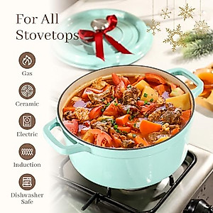 Roydx Enameled Cast Iron Dutch Oven Pot with Lid, 6 Quart Dutch Oven for Bread Baking–Dual Handles w/Silver Knob–Oven Safe up to 500° F or on Stovetop, Undoubtedly Gift-Worthy, Pink Dutch Oven