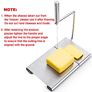 PL ZMPWLQ Cheese-Slicers with Wire, Cheese Slicer Stainless Steel with 4 Replacement Wires Cheese Cutters Accurate Size Scale,Wire Cheese Slicer for Soft Cheese, Cheese Cutter Wire Cheese Slicer
