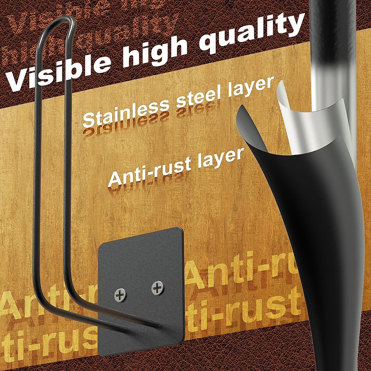 HzTinT 3 Pack Metal Hat Rack, Hat Organizer for Baseball Caps, No Drilling Adhesive/Drilling Hat Holder Storage Organizer for Wall Mount Closet Door, Black