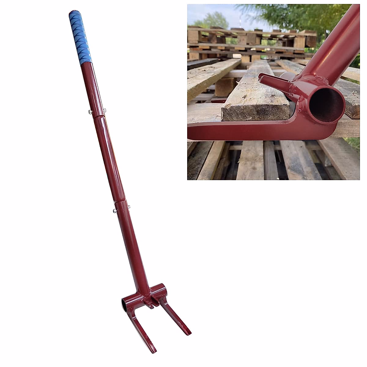 B-MIAO Pallet Buster Deck Wrecker Tool with Nail Removal Heavy Duty Wrecking Bar for Breaking Pallets and Deck (With Handle)