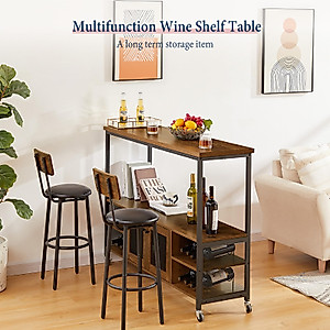 Tatub 54.3'' Wine Bar Cabinet for Liquor, Coffee Bar Cabinet Buffet Sideboard with Storage Compartment for Kitchen, Dining Room, Farmhouse(Hazelnut Brown)