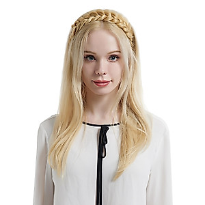 STHEJFB Wide Braided Headband Hoop Fashion Hair Accessories Elastic Non-slip Band for Women and Girl (Black)