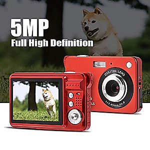Digital Camera, 720P HD 2.7 Inch TFT LCD Screen 5MP Mini Compact Digital Camera Support SD Card Camera Video Recorder for Children, Beginners, Elderly.(Red)