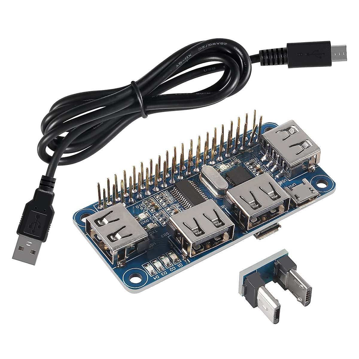2PCS USB HUB HAT Expansion Board Raspberry Pi 4 Expansion Board 4-Port USB Ports Compitable with Raspberry Pi 4/3B+/3B/Zero/Zero W/Zero WH, for USB2.0/1.1 Onboard USB to UART Onboard Multi Indicators