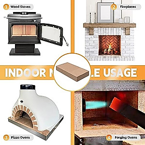 Fire Bricks, Woodstove Firebricks, Size 9″ x 4-1/2″ x 1-1/4″, 4-Pack, Insulating Fire Bricks, Clay Firebricks Replacement for Wood Stoves, Fireplaces, Fire Pit, Kiln, Pizza Oven