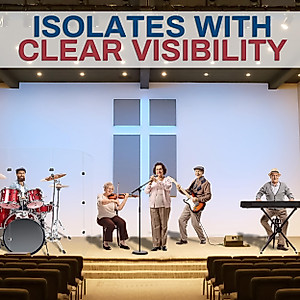 PENNZONI Drum Shield 6ft w/Chrome Hinges, Comes w/ 6 Drum Panels, & Chrome Hinges, Premium Clear Acrylic Panels, Drum Screen