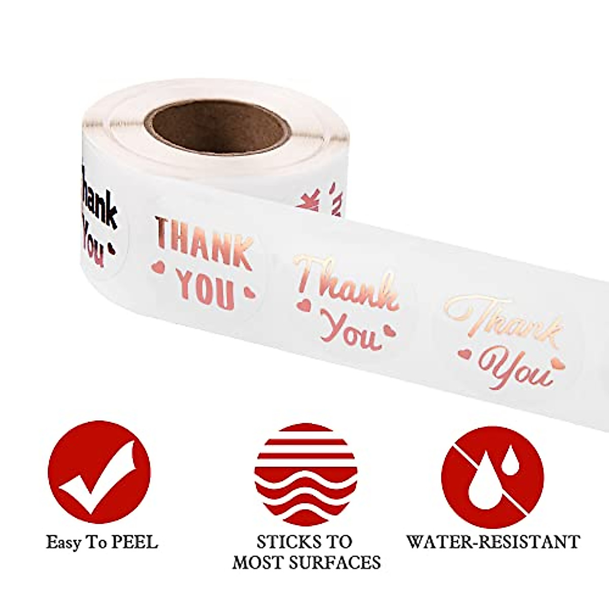 lollipro Thank You Stickers for Business 4 Design Round Roll 1.5 Inch, Gilding Bronze Gold Stickers Water Resistant Packaging Labels, 500 Pcs in Box-Packed