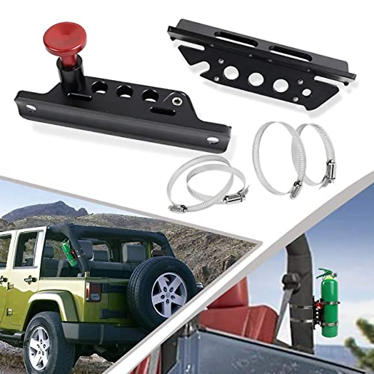 SuLokiy Universal Quick Release Roll Bar Fire Extinguisher Mount bracket 6061-T6 Billet Aluminum Compatible with for Jeep Wrangler UTV Polaris RZR Ranger Can-Am Maverick ATV