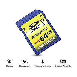64GB SD Card Class 10 SDXC Flash Memory Card Full Size SD Chip USH-I U1 Trail Camera Memory Card by Micro Center (2 Pack)