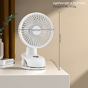 FIELDSKY Small Oscillating Desk & Clip Fan Portable Table Fan USB Rechargeable Battery Powered Quiet Personal Fan Dual Adjustable Angle Desktop Air Circulate Fan with 4 Speed