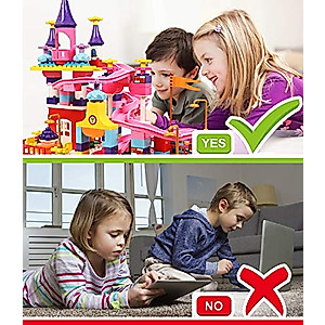 Castle Building Blocks Set Toys for Girls Princess Castle Large Building Blocks Bricks Race Track Kids STEM Educational Construction Roller Coaster Toys for Age 3+ Toddler Kid Boy Girl Gift Toy 161Pcs