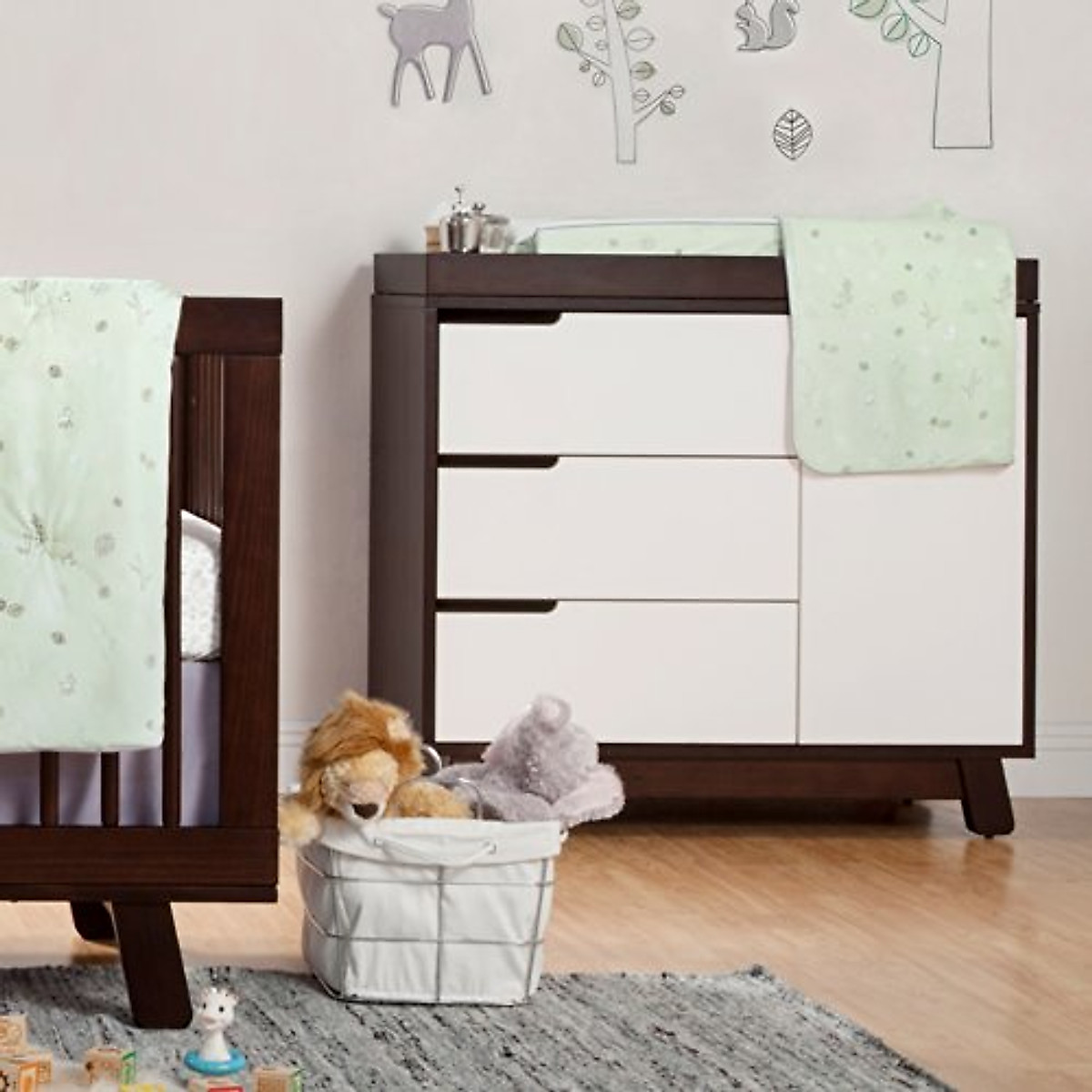 Babyletto Hudson 3-Drawer Changer Dresser with Removable Changing Tray in Espresso and White, Greenguard Gold Certified