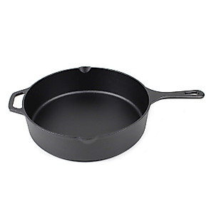 Crucible Cookware 12-Inch Cast Iron Skillet Set (Pre-Seasoned - EXTRA DEEP Sauté Pan), Including Large & Assist Silicone Hot Handle Holders, Glass Lid, Scraper | Indoor & Outdoor Use