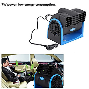 Qiilu Car 12V Electric Fan, Auto Mini Air Circulator with Adjustable Air Vent Speed Silent Air Cooler with Cigarette Lighter Plug