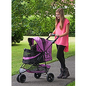 Pet Gear No-Zip Special Edition 3 Wheel Pet Stroller for Cats/Dogs, Zipperless Entry, Easy One-Hand Fold, Removable Liner, Cup Holder, 4 colors