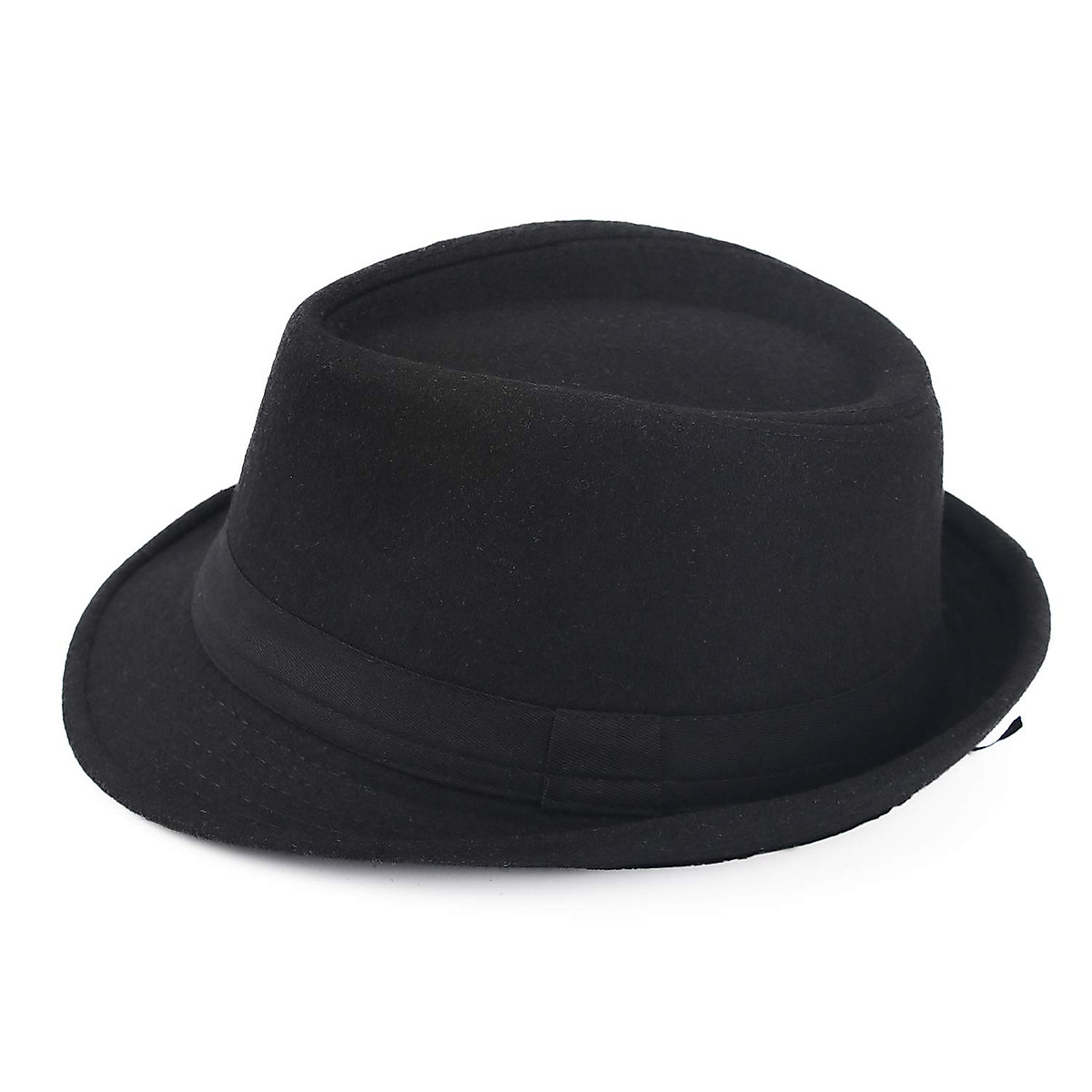 Melesh Unisex Classic Trilby Fedora Hat (Black)
