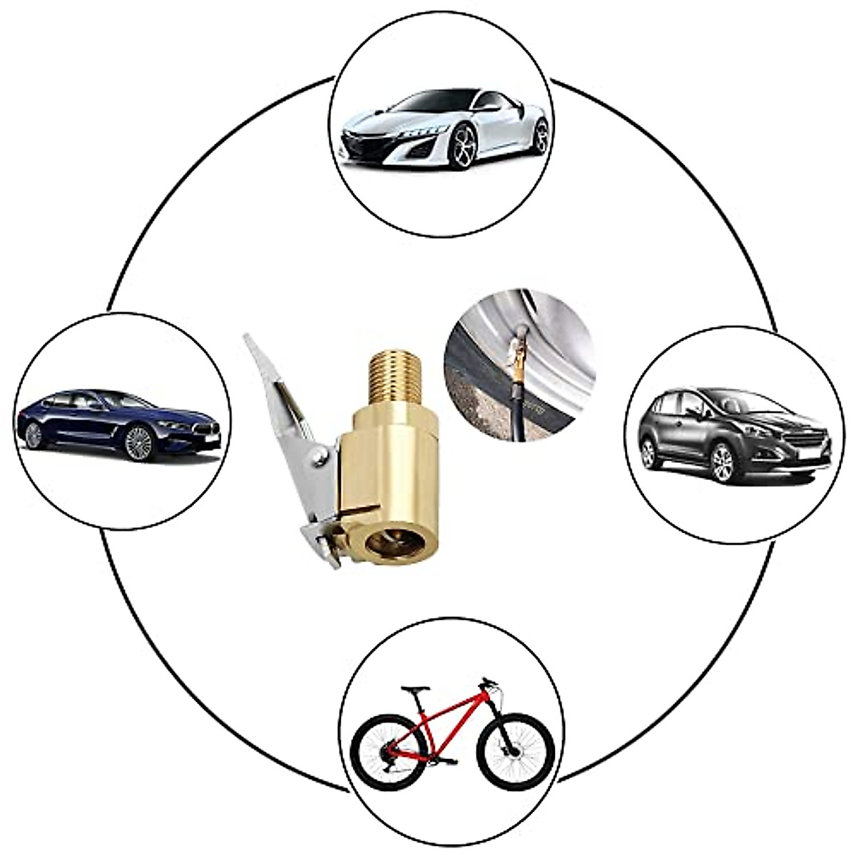 LDCRE Tire Air Chuck with Clip Adapter, Brass Locking Tire Inflator Nozzle Adapter Connect, No Leakage Tire Chucks for Vehicle Inflator Compressor Pump Connect Accessories Tool 8mm 2Pack