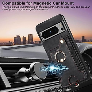 JanCalm Pixel 8 Pro Case, Flip Leather Wallet, RFID-Blocking, Ring Stand, Multiple Card Slots (Black, 6.7 Inches)