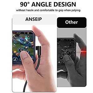 ANSEIP USB C to USB C Cable 100W [6ft 2 Pack] 90 Degree Type C Cable Nylon Braided Fast Charge for MacBook Pro 2020, iPad Pro, iPad Air, Galaxy S20, Pixel, Switch, LG Tablet etc (Black,6 Feet)