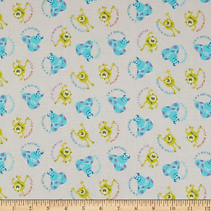 Disney Pixar Monsters Inc Little Monsters Cream Fabric by The Yard
