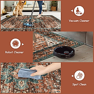 Moynesa 9x12 Ultra-Thin Vintage Medallion Area Rug for Living Room, Bedroom, Dining Room, Office, Entryway, Dorm