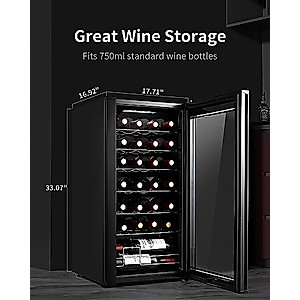 BODEGACOOLER 28 Bottle Compressor Wine Cooler Refrigerator, Mini Fridge with 41-64.4°F Digital Temperature Control Glass Door,Small Freestanding Wine Refrigerator for Red, White and Champagne