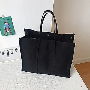 WPYYI Casual Tote Bags for Women Big Bag Designer Leisure Handbag Large Capacity White Canvas Bag for Shopping (Color : Black)