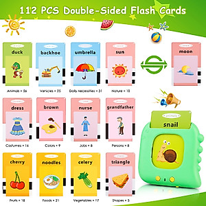 Beefox Talking Flash Cards for Toddlers 1-3, Autism Sensory Toys for Autistic Kids, Montessori Educational Learning Toys with 224 Sight Words, Speech Therapy Toys for 1-5 Year Old Boys Girls Gifts