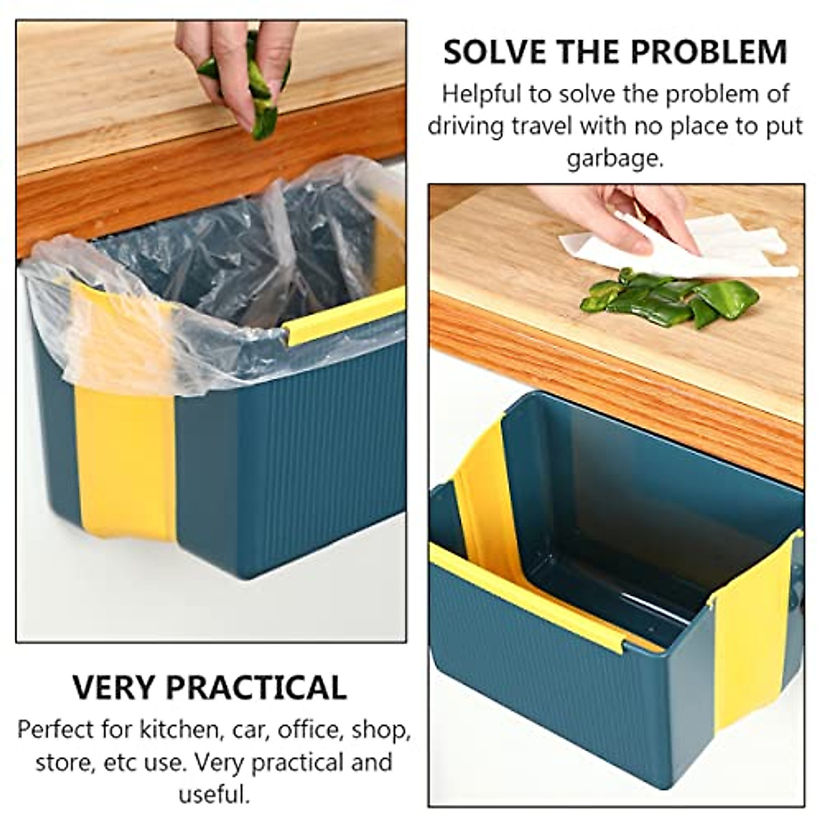 ARTIBETTER 3pcs Foldable Folding Wastebasket Basket Saving Mounted Door Can Supplies Hanging Closable Car Kitchen Cabinet Small Home Bathroom Container Bedroom Mini for Recycling Bucket