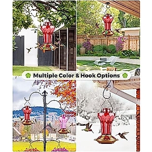 BOLITE 18018-R Hummingbird Feeder, Glass Hummingbird Feeder for Outdoors, Tower Shape Bottle, 20 Ounces, Red