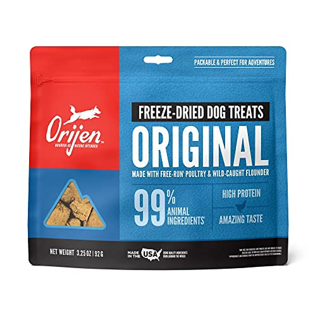 ORIJEN Freeze Dried Dog Treats, Grain Free, High Protein, Made in USA, Original, 3.25 Oz