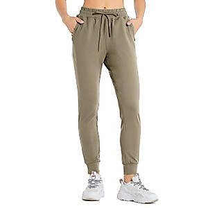 Willit Women's Fleece Lined Joggers Warm Pants Running Thermal Sweatpants Winter Athletic Hiking Water Resistant with Pockets Greige XS