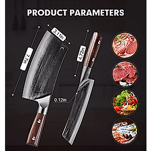Cleaver Knife, ENOKING Meat Cleaver Hand Forged Serbian Chef Knife German High Carbon Stainless Steel Butcher Knife Vegetable Cleaver with Full Tang Handle for Home Kitchen and Restaurant, Ultra Sharp