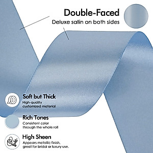 MEEDEE Dusty Blue Satin Ribbon 2 Inch Dusty Blue Ribbon Lux Satin Double Faced Ribbon by 25 Yards Silk Ribbon Satin Ribbon for Gift Wrapping, Satin Weddings, Flower Bouquet, Holiday Decorating