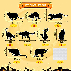 Lucleag 45PCS Halloween Black Cat Cutouts for Halloween Decorations, Spooky Halloween Black Cats Cutouts for Halloween Party Decor School Classroom Bulletin Board Wall Decoration