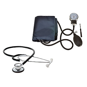 Dealmed Blood Pressure Monitor and Stethoscope Bundle | Includes (1) Arm Blood Pressure Monitor with Adult Cuff (Black) and (1) Dual-Head Stethoscope (Black)