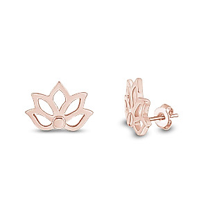 Lotus Flower Stud Earrings in 14k Rose Gold Over Sterling Silver