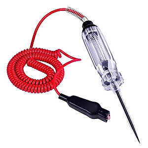 Heavy Duty Automotive Circuit Tester, Premium 6-24V Test Light with Extended Spring Test Leads & Sharp Piercing Probe, Circuit Voltage Tester with Replacement Indicator Light for Car/Vehicles