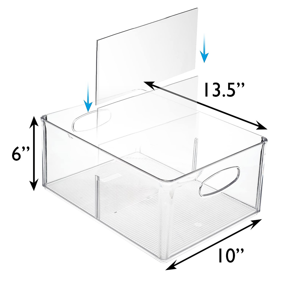 ClearSpace All-Purpose Bins with Divider XL(13.5x10x6) – Perfect Kitchen Organization or Pantry Storage – Fridge Organizer, Pantry Organization and Storage Bins, Cabinet Organizers