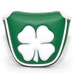 Barudan Golf Green White Shamrock Golf Headcover Head Covers Magnetic Mallet Putter Club Cover Protector Synthetic Leather Well Made for Odyssey 2ball Putters,Scotty Cameron,Tayormade,Ping