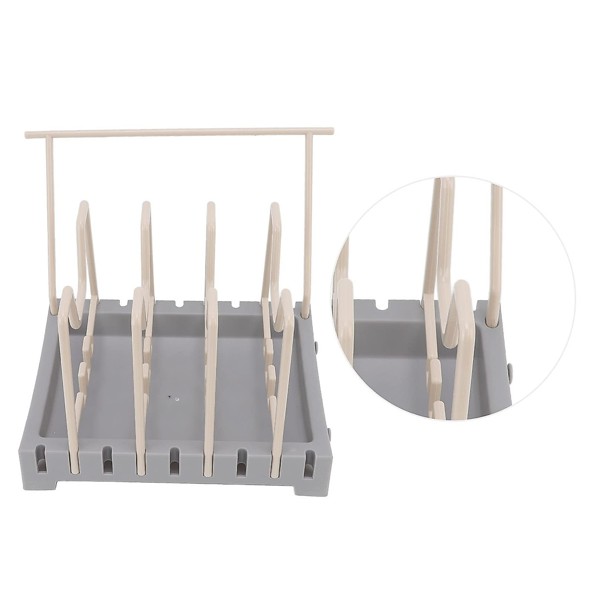 Orenic Pot Lid Organizer, Multifunction Pot Lid Holder Rack for Cabinet, Space Saving Pan Organizer with Non-slip Base for Kitchen Storage (B)