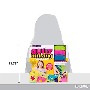 Made By Me Easy to Knot Quilt Making Kit by Horizon Group USA, No Sewing, No Cutting, 59 in. x 39 in. Fleece Blanket, Pre-Cut Squares & Felt Decals (57964F)