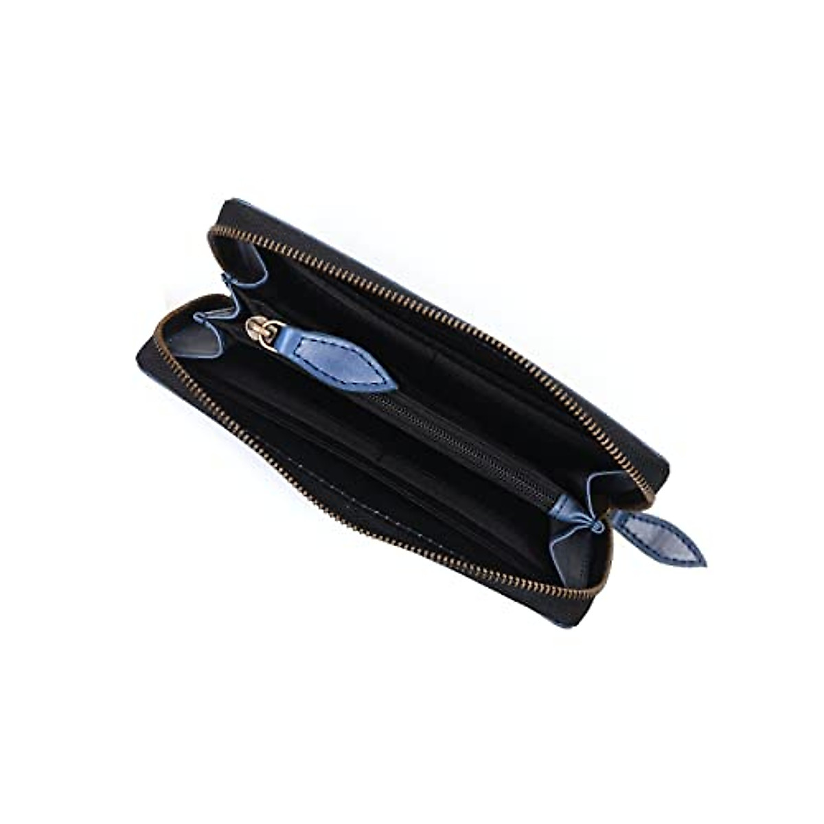 Women's RFID Blocking Large Capacity Leather Wallet Zip Around Phone Clutch Large Travel Purse Wristlet (Ocean Blue)