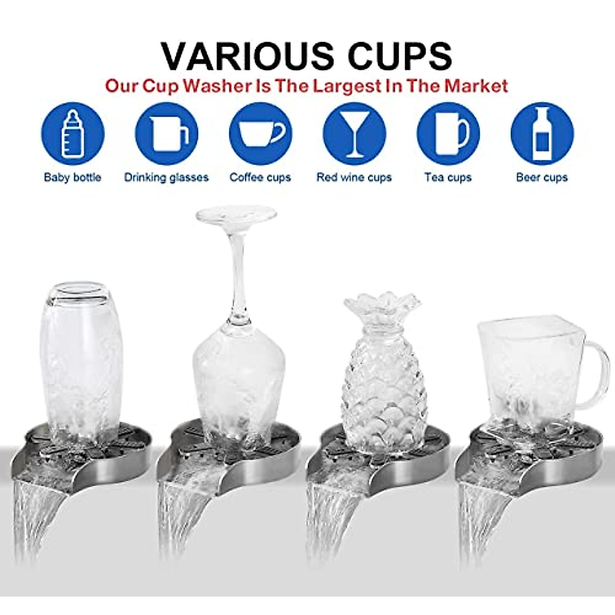 Metal Glass Washer For Kitchen Sink,360 Rotate sprayer, Glass Cleaner For Sink, Glass Cleaner Sink Attachment,Bottle Washer For Sink,Cup Washer Sink Attachment,cup rinser for sink,cup washer for sink