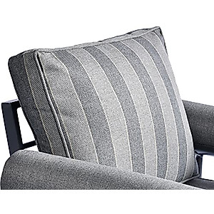 ovios Patio Dining Chairs Outdoor Chair High Back Aluminum Sofa Porch Chairs with Thick Cushion for Yard, Garden, Backyard (Black-Grey Stripe)