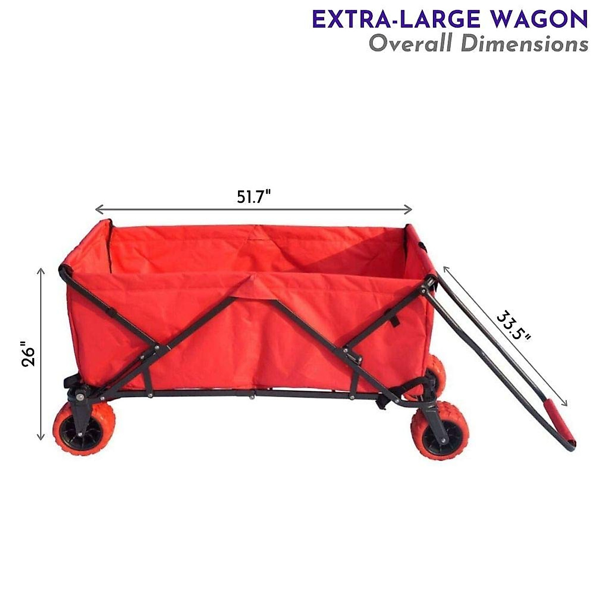 Impact Canopy Folding Collapsible Utility Wagon, Extra-Large Wagon with All-Terrain Wheels, Red